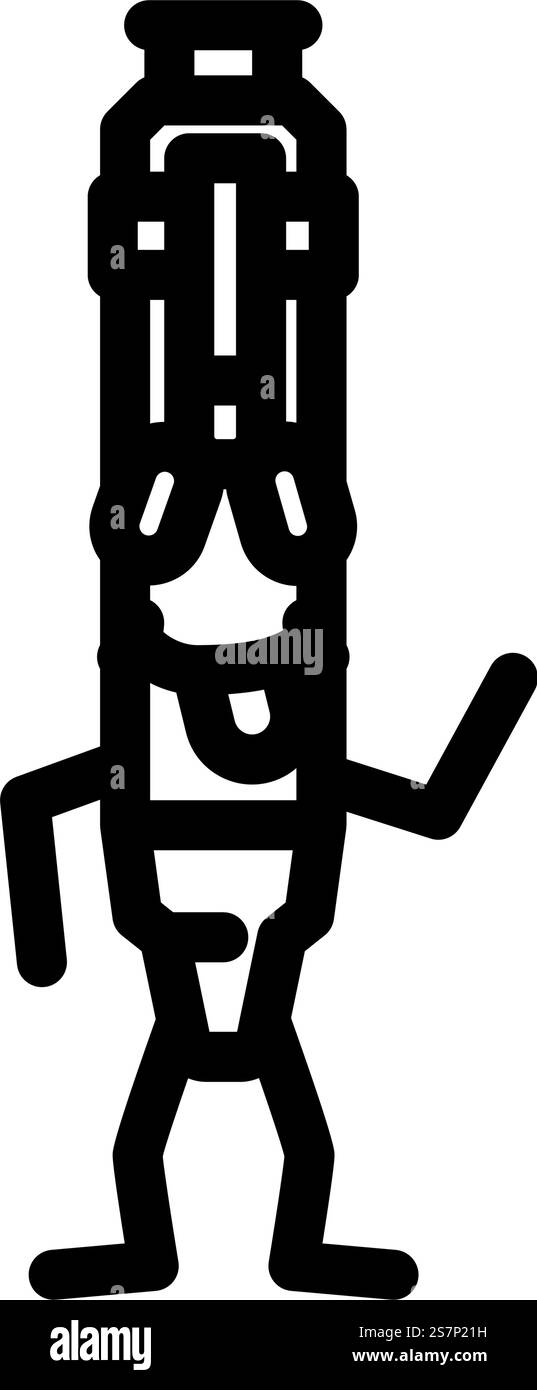 happy pen character line icon vector. happy pen character sign ...