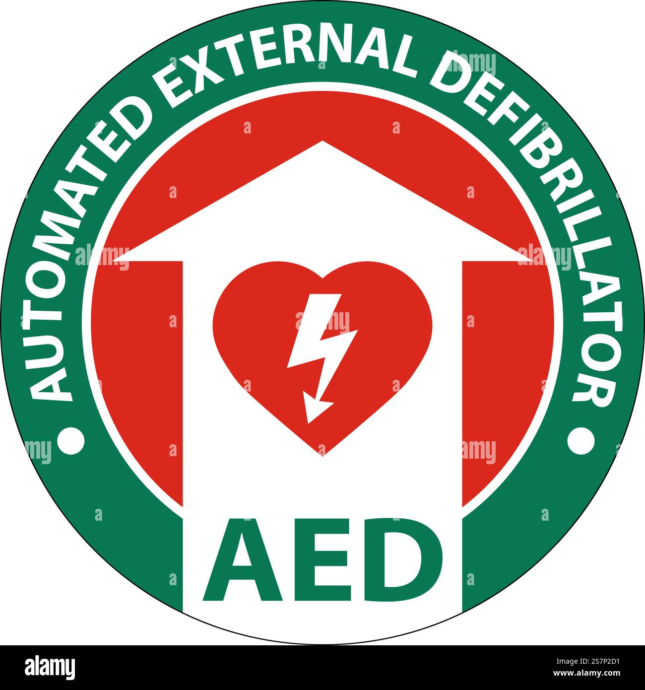 Floor Sign AED with Defib Heart, Red Border Floor Sign Stock Vector ...