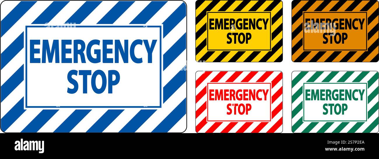 Electrical Equipment Warning Sign Emergency Stop Stock Vector Image ...