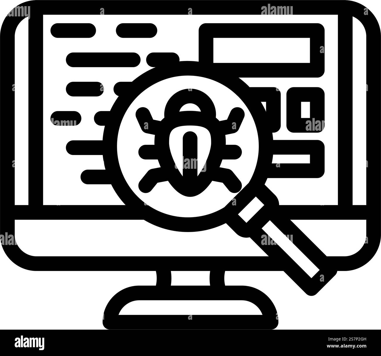 Debugging Code Software Line Icon Vector Debugging Code Software Sign