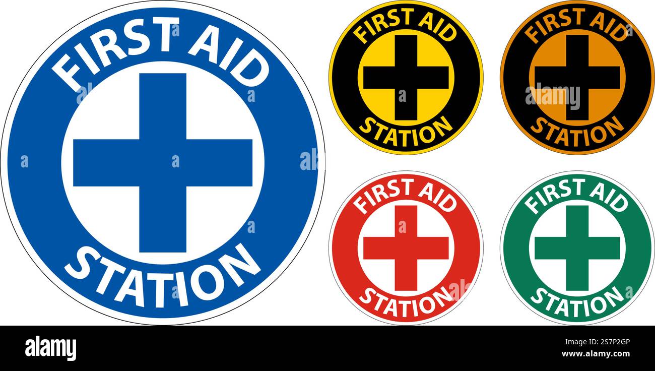 Floor Sign, First Aid Station Stock Vector Image & Art - Alamy