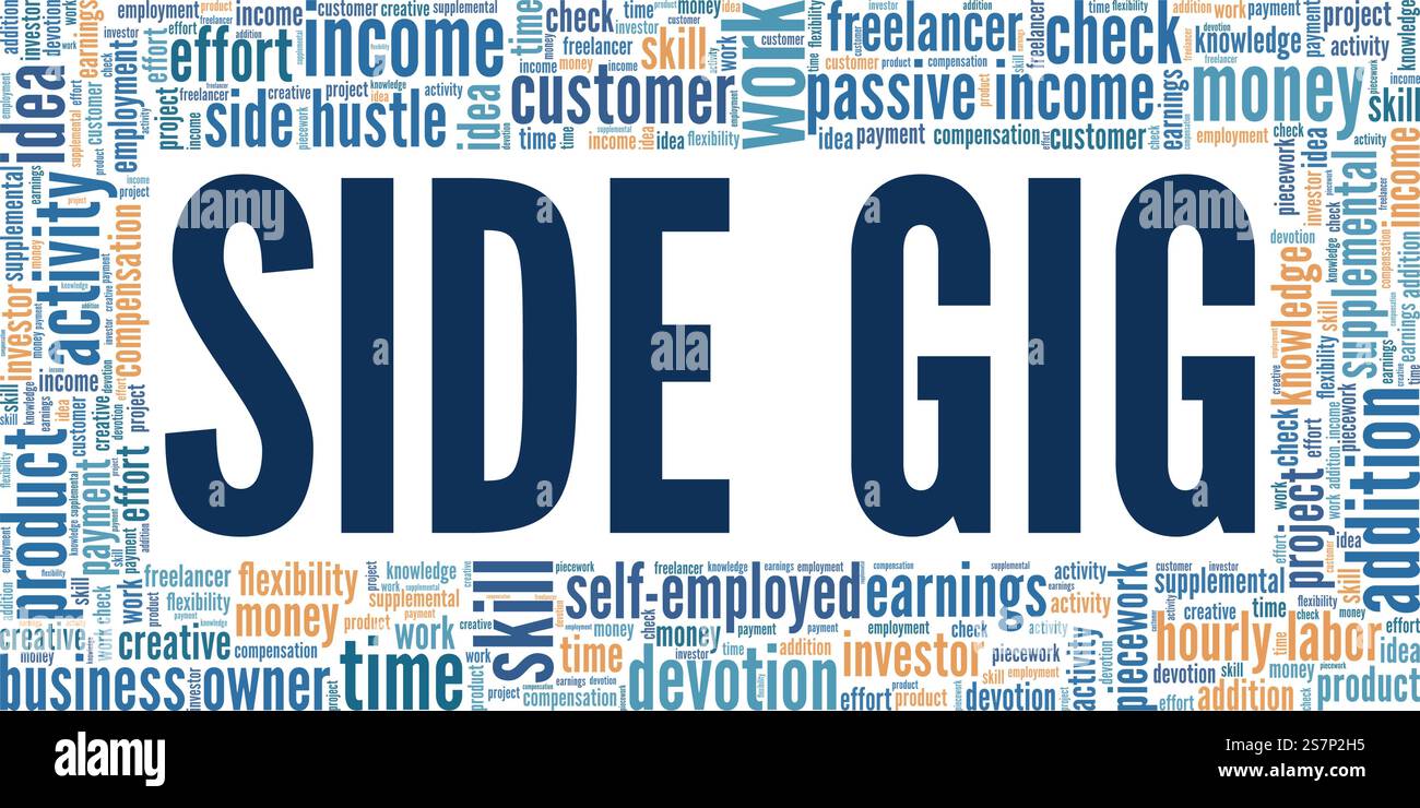 Side Gig conceptual vector illustration word cloud isolated on white ...