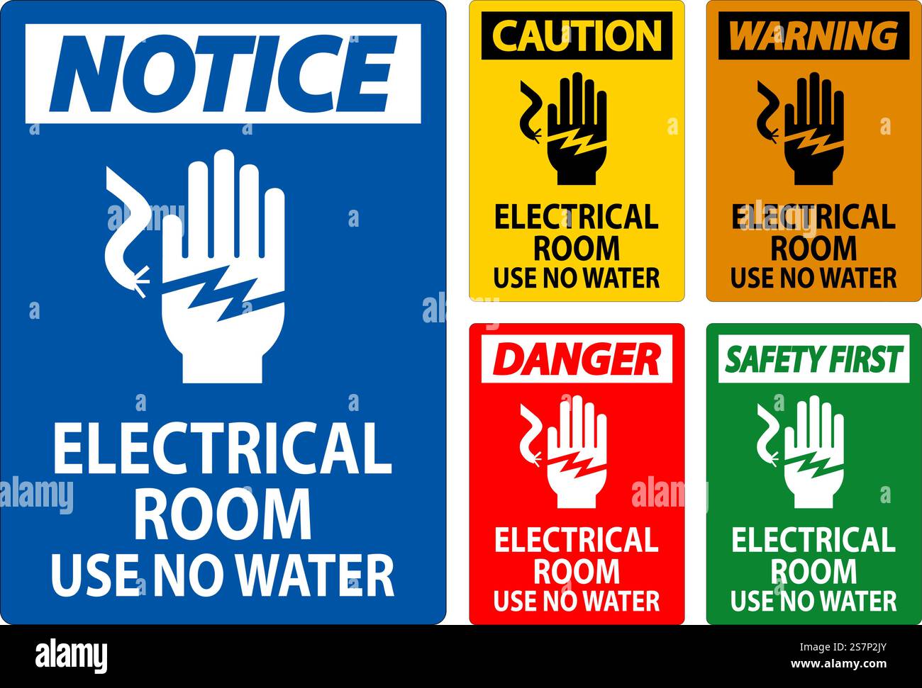 Restricted Area Sign Danger Electrical Room Use No Water Stock Vector ...