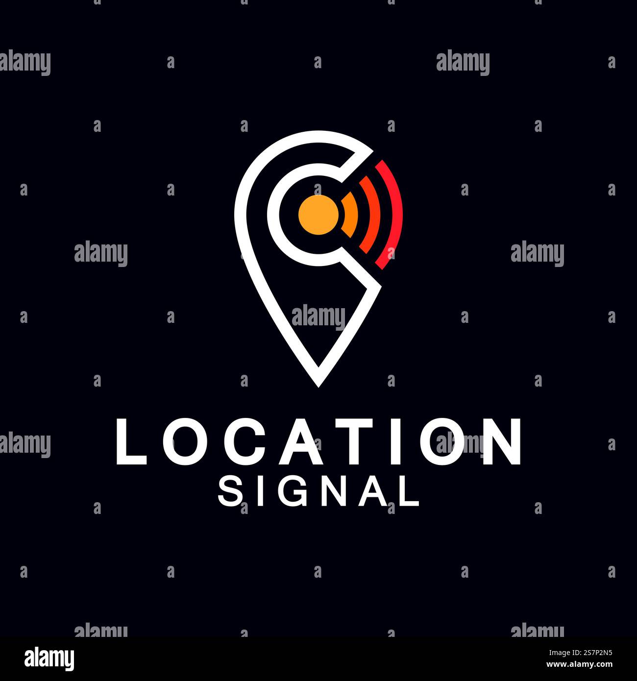 Pointer map with wifi internet signal location connection icons logo ...