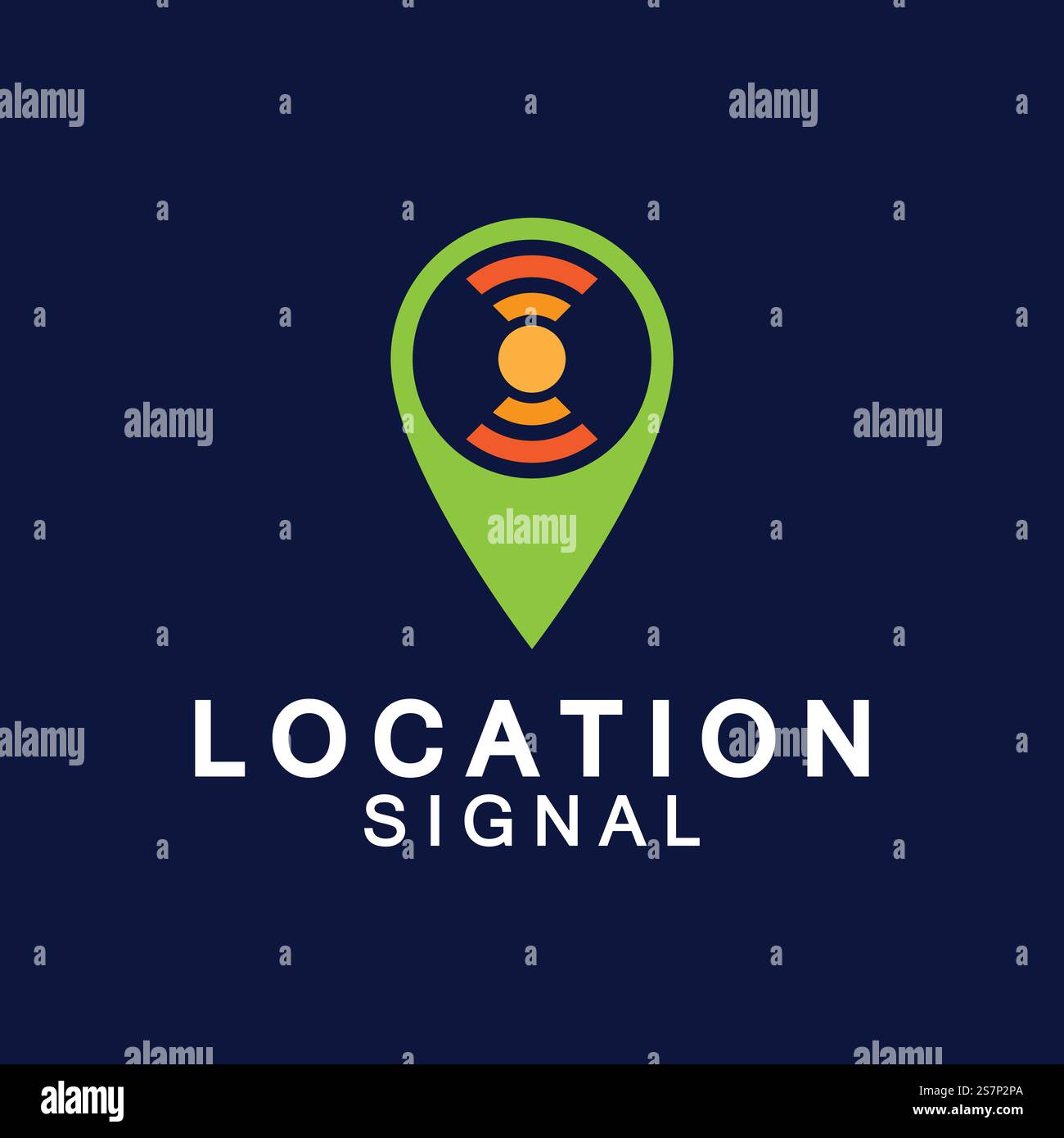 Pointer map with wifi internet signal location connection icons logo ...