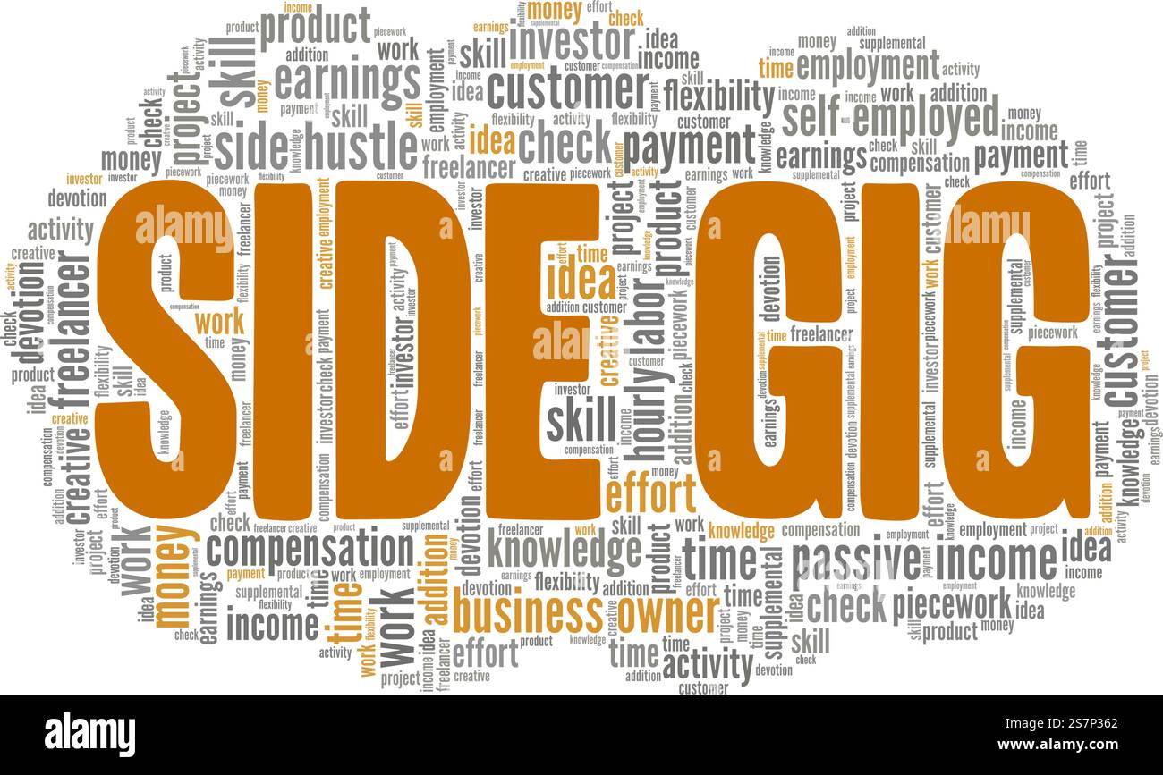 Side Gig conceptual vector illustration word cloud isolated on white ...