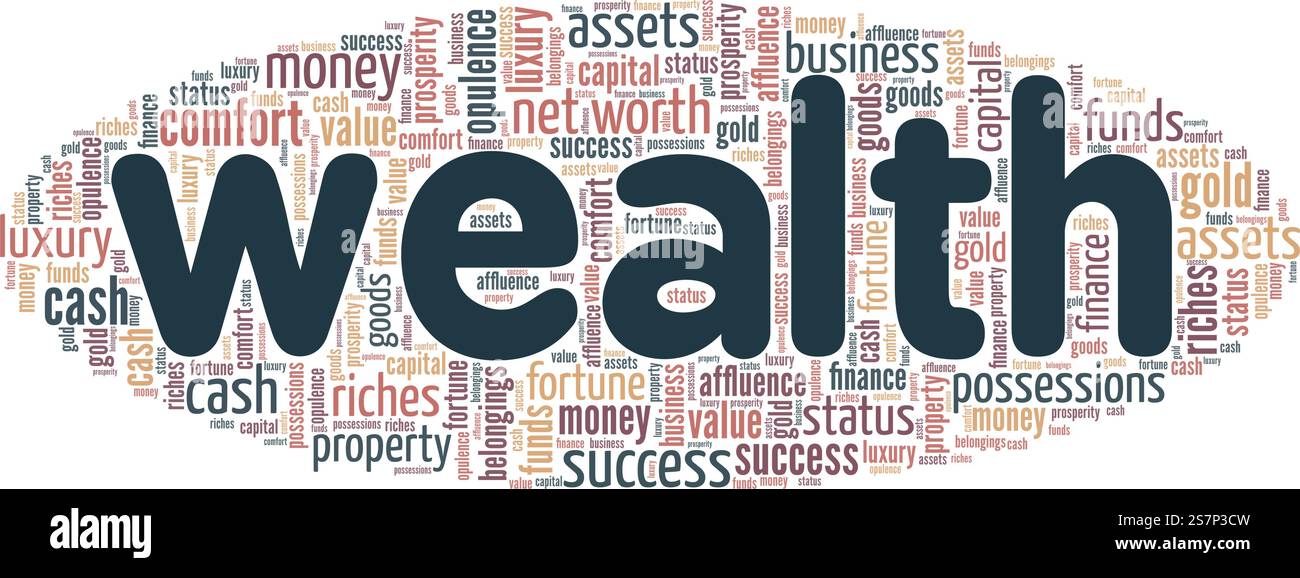 Wealth conceptual vector illustration word cloud isolated on white ...