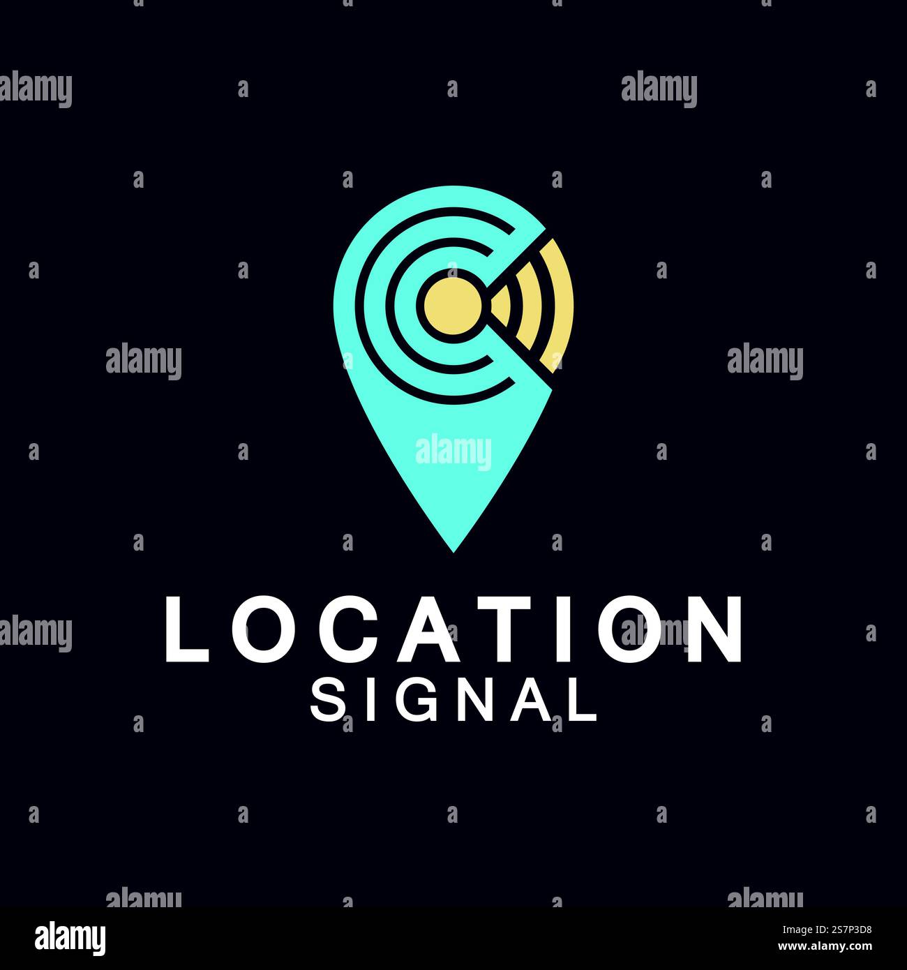 Pointer map with wifi internet signal location connection icons logo ...