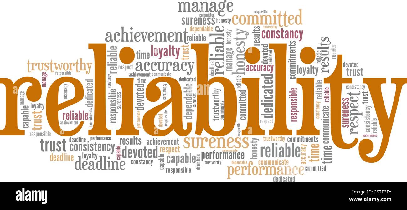 Reliability conceptual vector illustration word cloud isolated on white ...