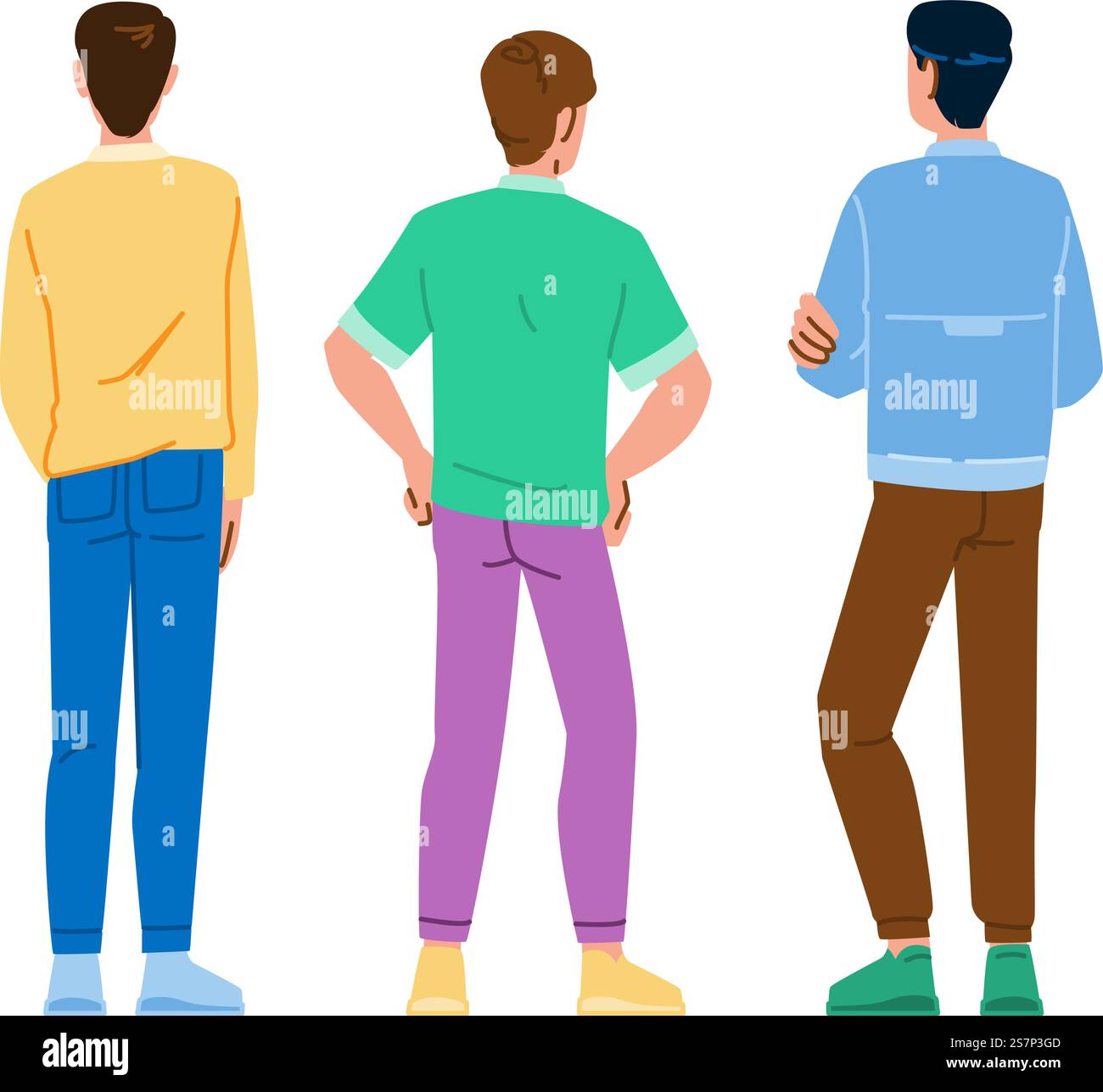 male man back vector. view guy, model casual, wo up male man back ...