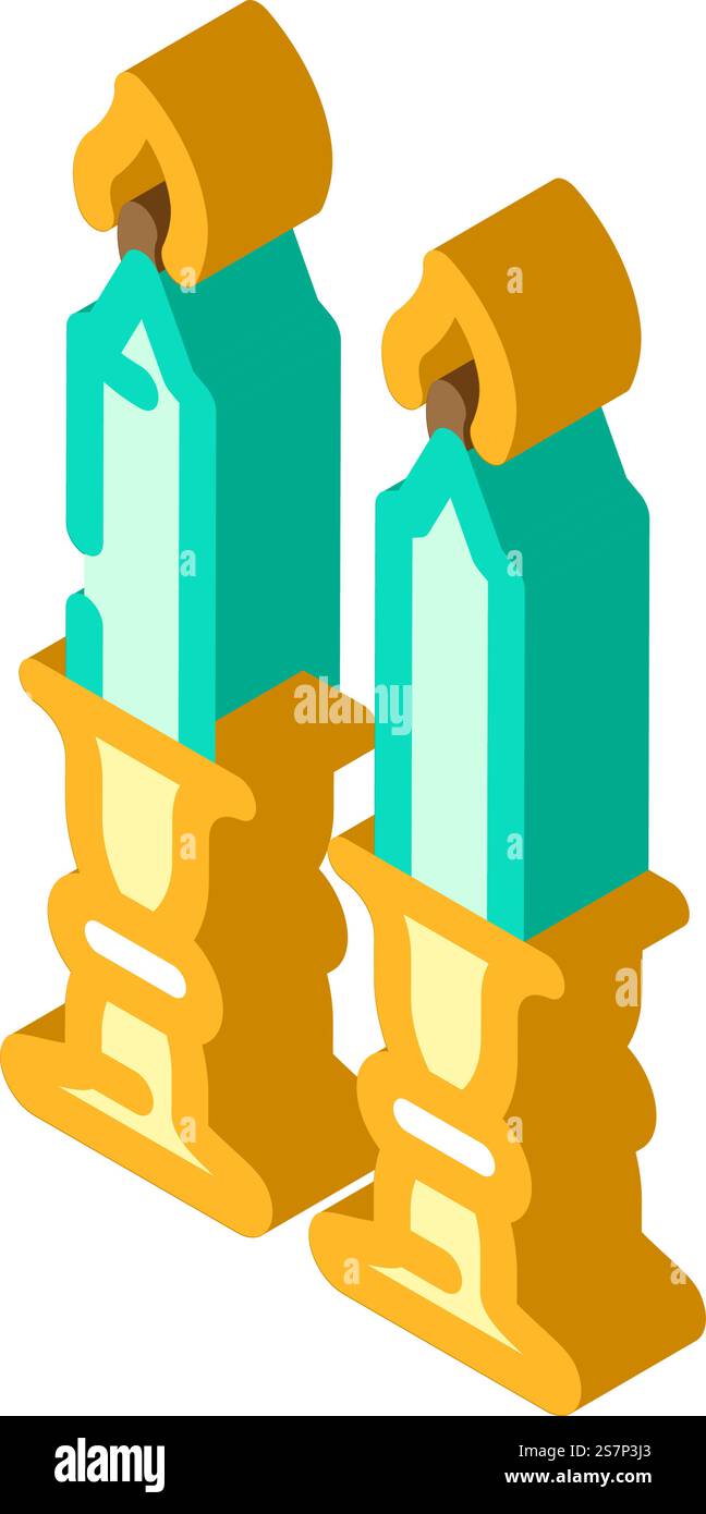 shabbat candles jewish isometric icon vector. shabbat candles jewish ...