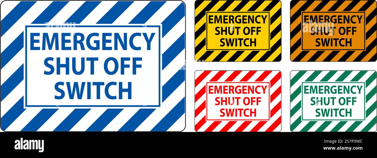 Automatic Start Hazard Sign Emergency Shut Off Switch Stock Vector ...