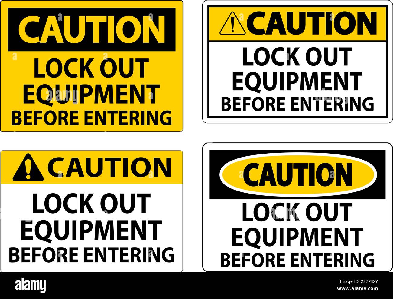 Caution Sign, Lock Out Equipment Before Entering Stock Vector Image ...