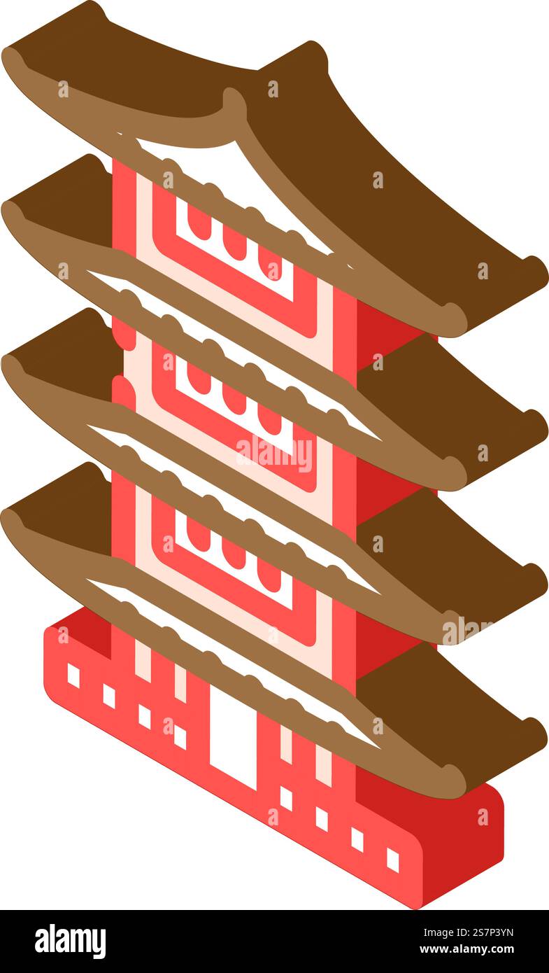 shinto shrine building shintoism isometric icon vector. shinto shrine ...