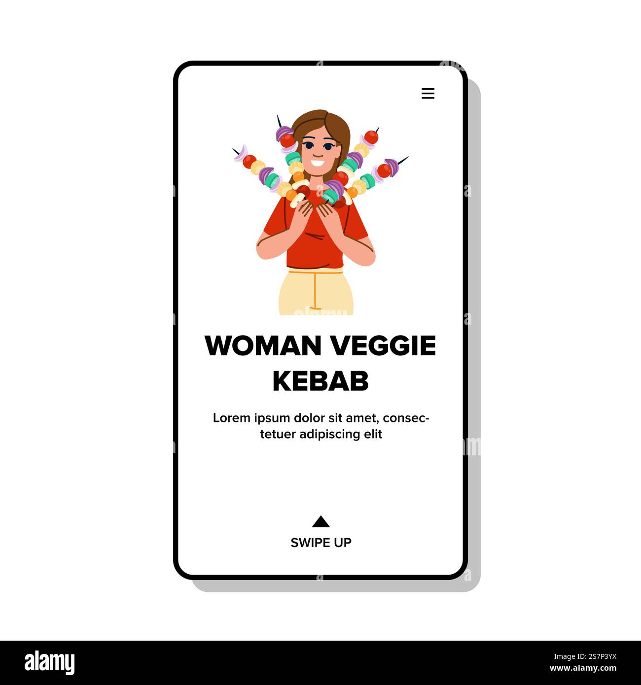 cook woman veggie kebab vector. fresh vegetable, onion preparation ...