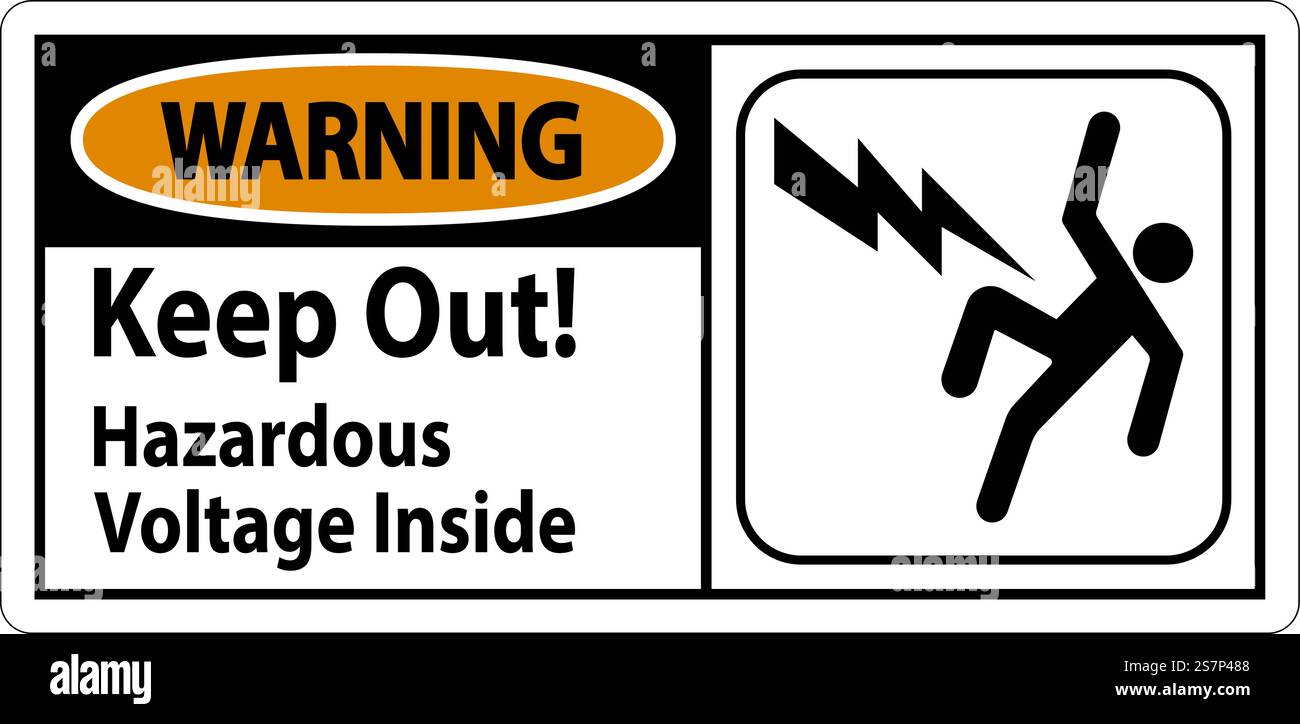 Warning Sign - Keep Out Hazardous Voltage Inside Stock Vector Image ...