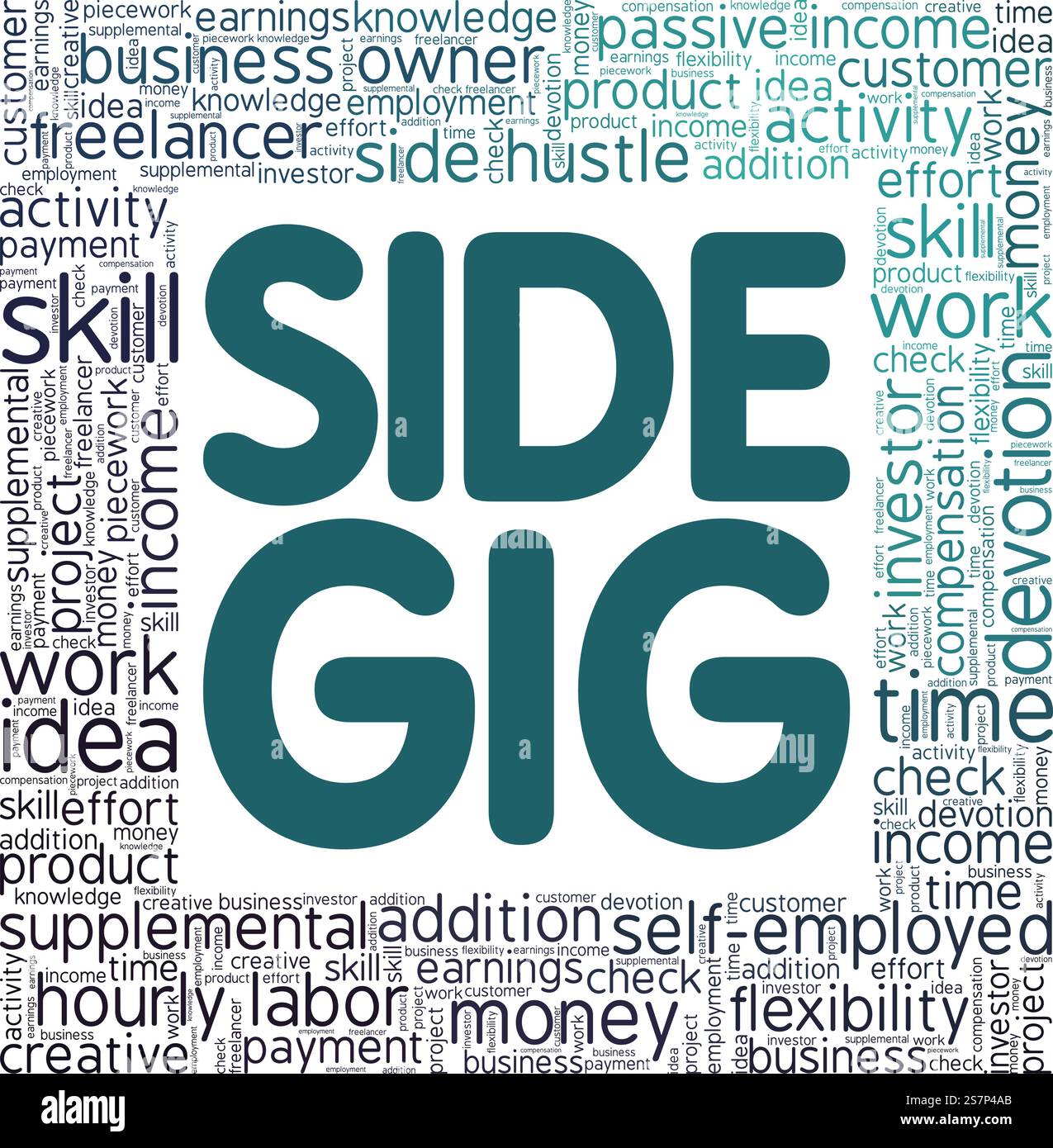 Side Gig conceptual vector illustration word cloud isolated on white ...