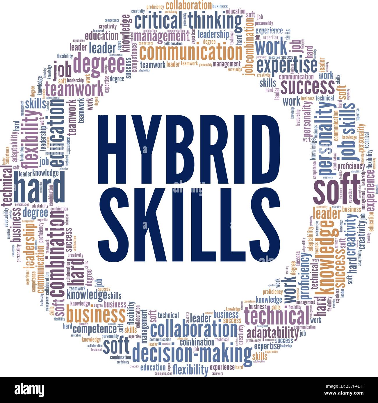 Hybrid Skills word cloud conceptual design isolated on white background ...