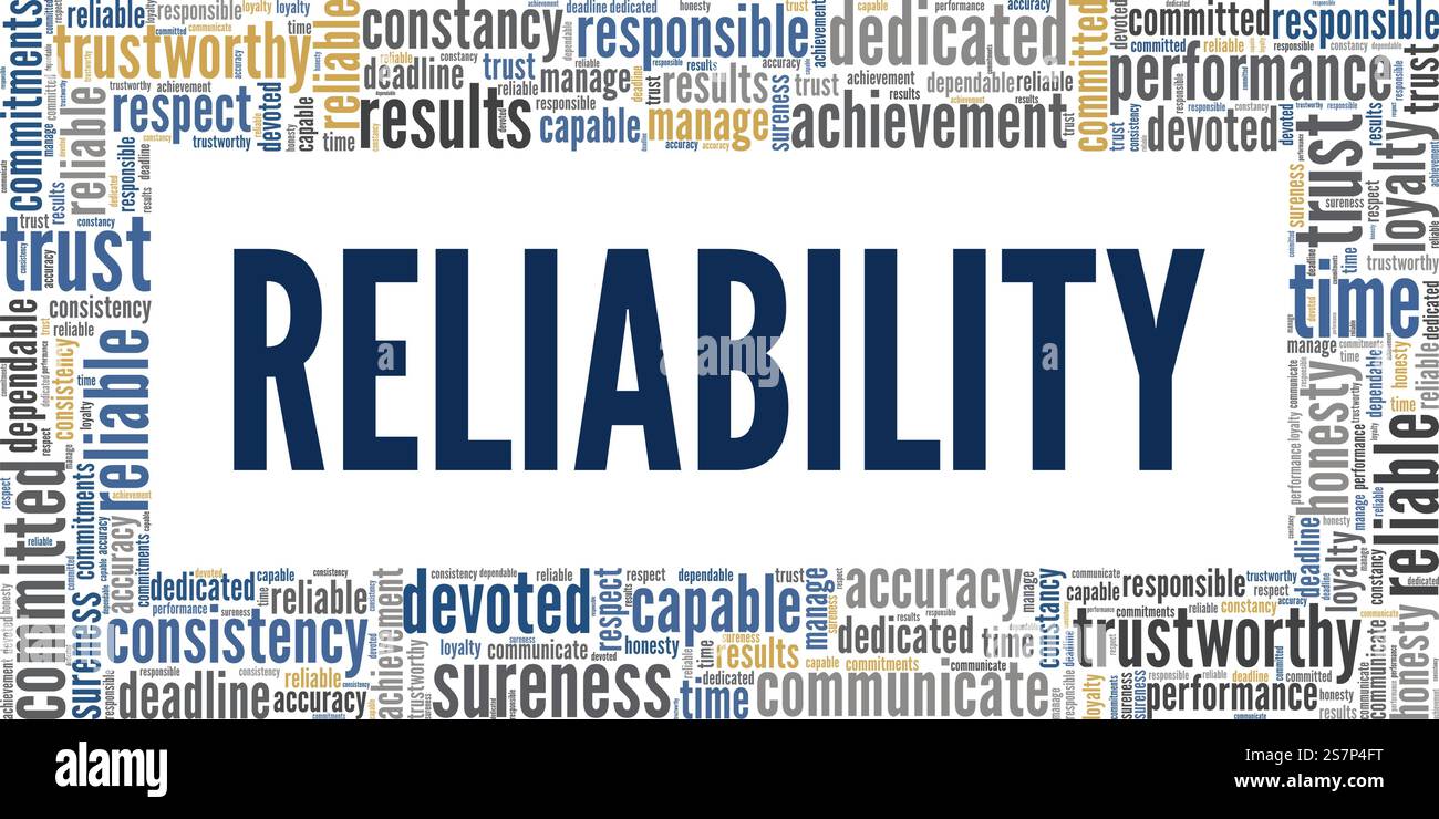 Reliability conceptual vector illustration word cloud isolated on white ...