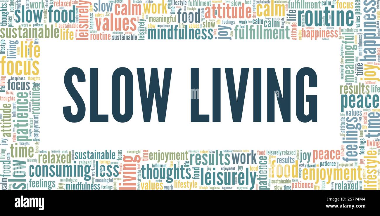Slow Living conceptual vector illustration word cloud isolated on white ...