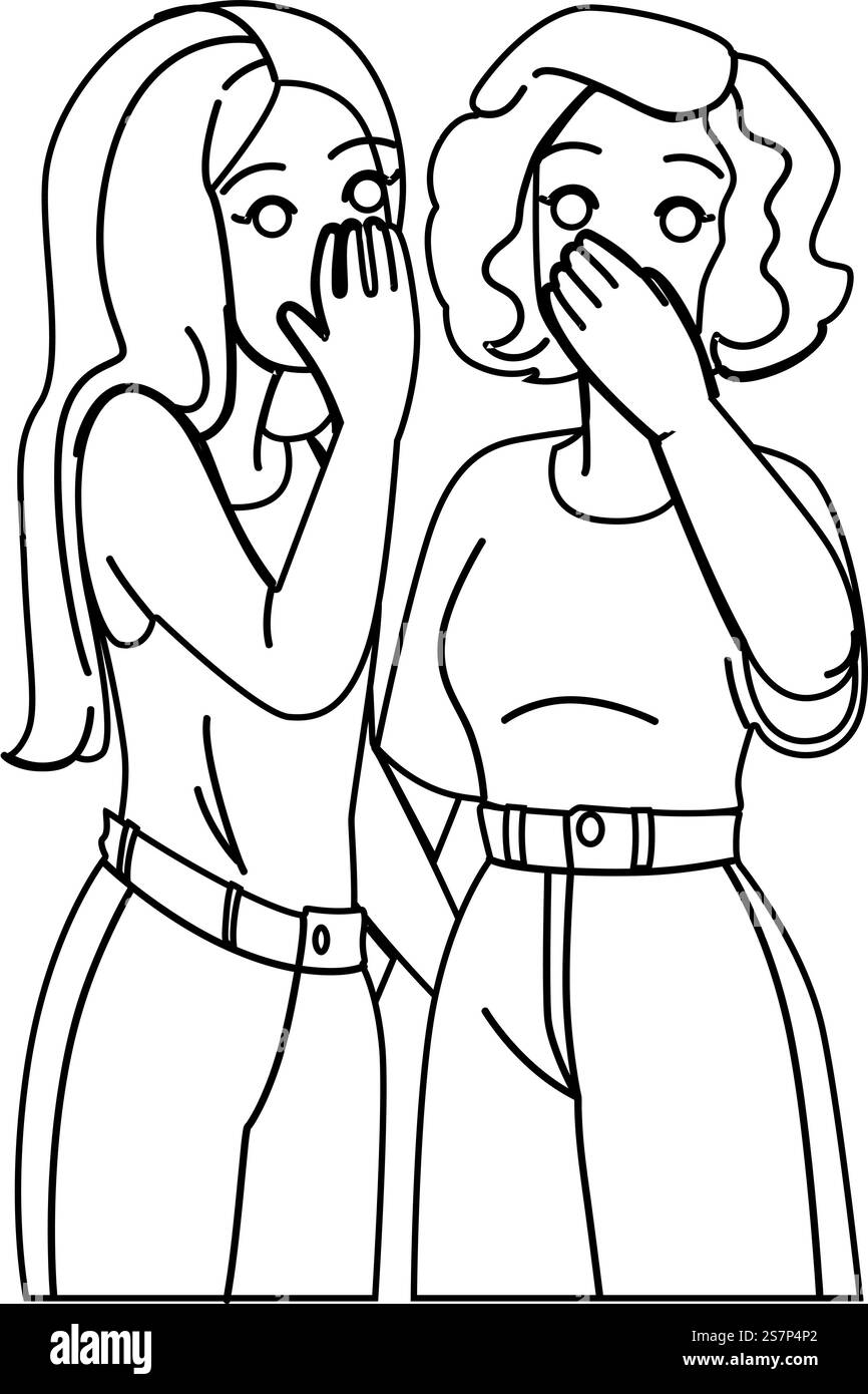 female whispering woman vector. young gossip, beautiful face ...