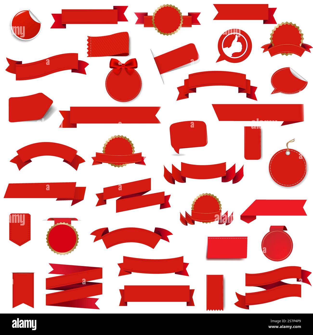 Big Set Tag And Red Ribbons With Gradient Mesh, Vector Illustration Stock Vector Image & Art - Alamy