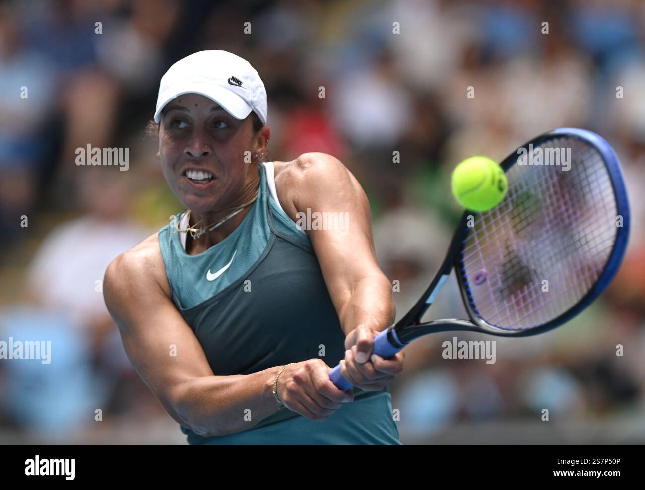 Melbourne, Australia. 20th Jan, 2025. Madison Keys of USA returns ...