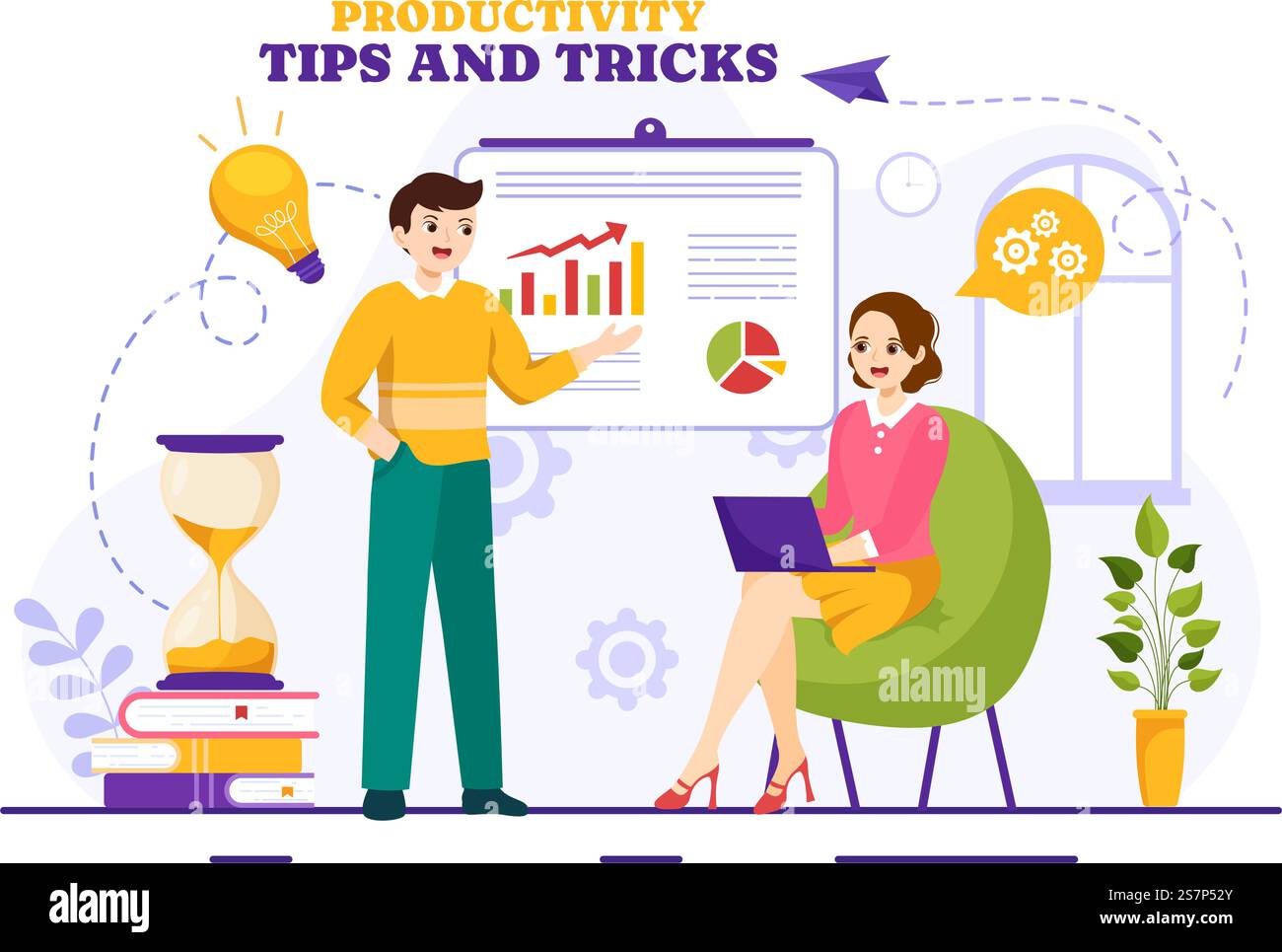 Productivity Tips and Trick Vector Illustration with Marketing Product ...