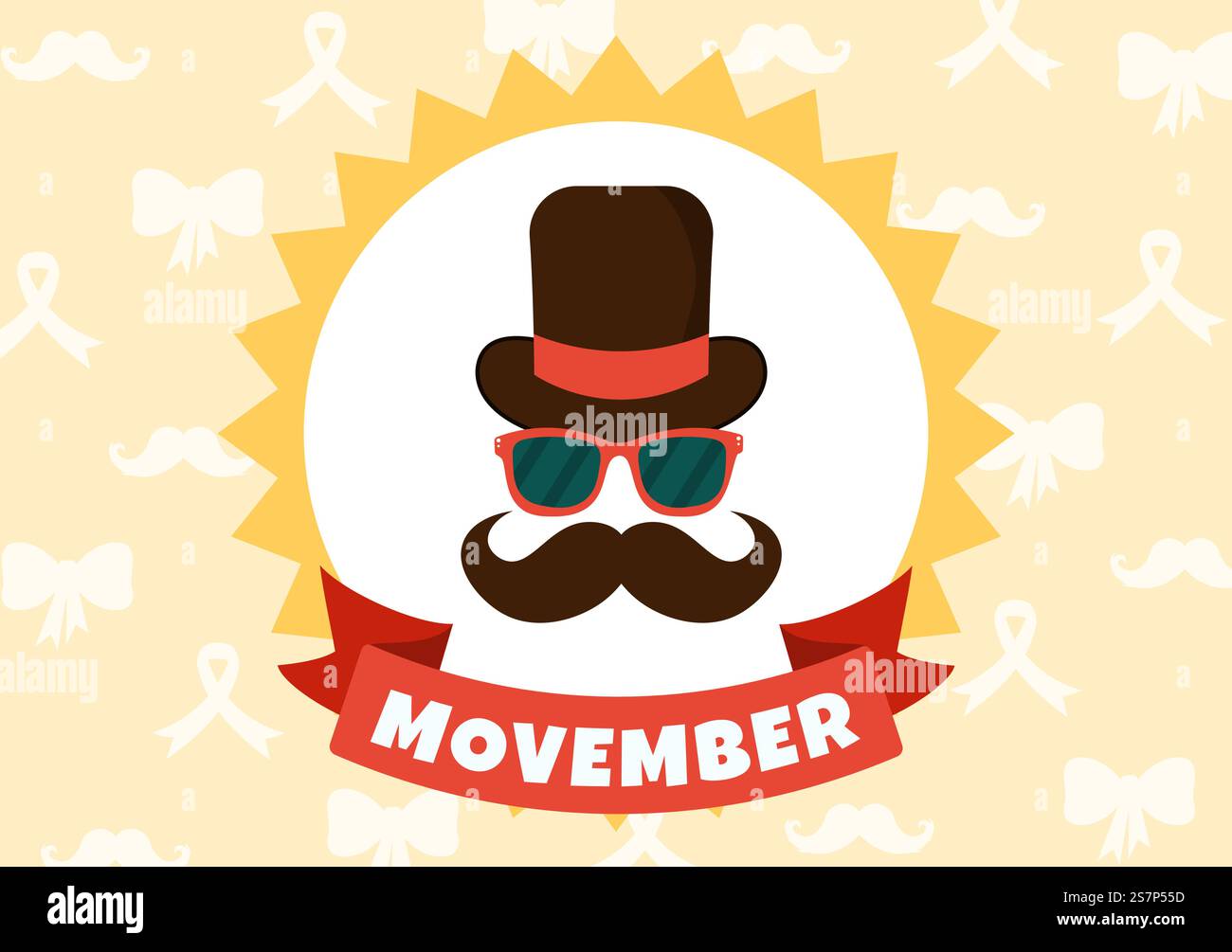 Movember Time Vector Illustration with Mustache and Ribbon for Men’s ...