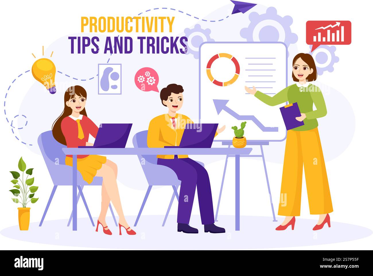 Productivity Tips and Trick Vector Illustration with Marketing Product for Effective ...