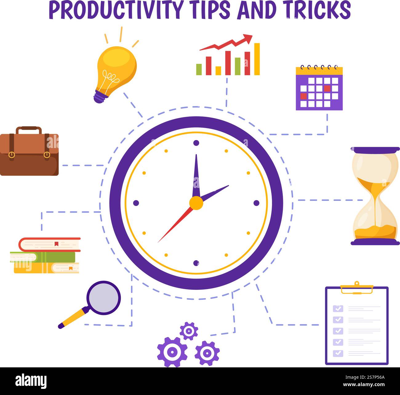 Productivity Tips and Trick Vector Illustration with Marketing Product ...