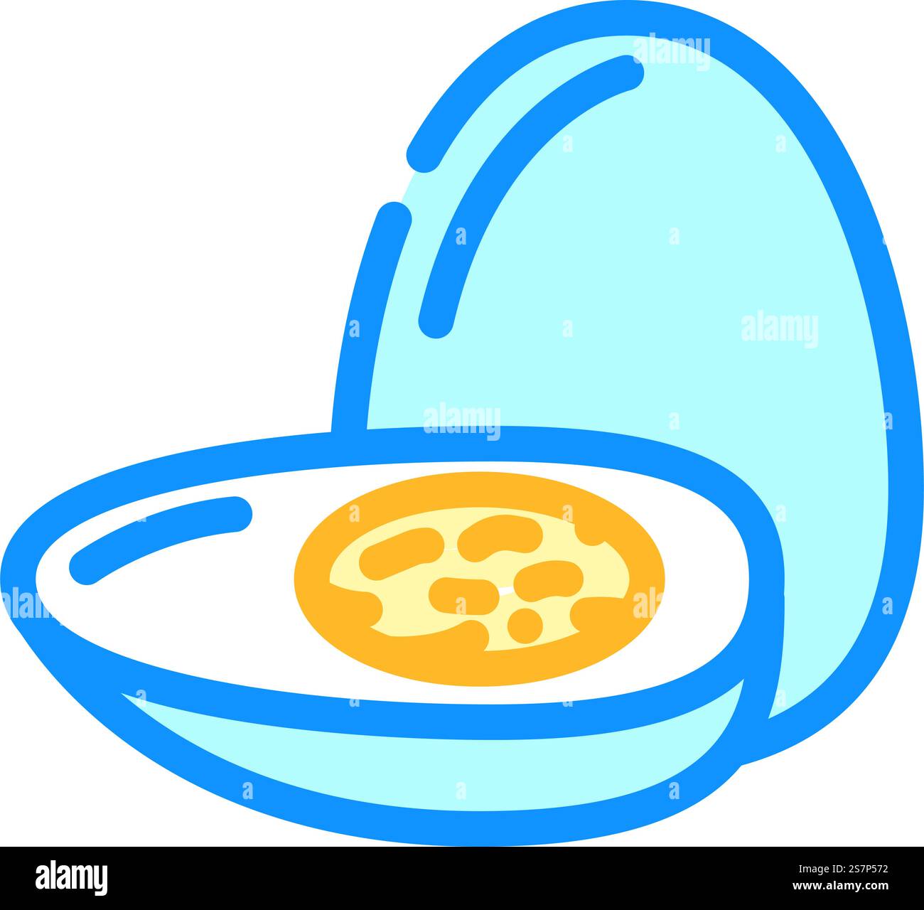 boiled egg cut hen color icon vector. boiled egg cut hen sign. isolated ...