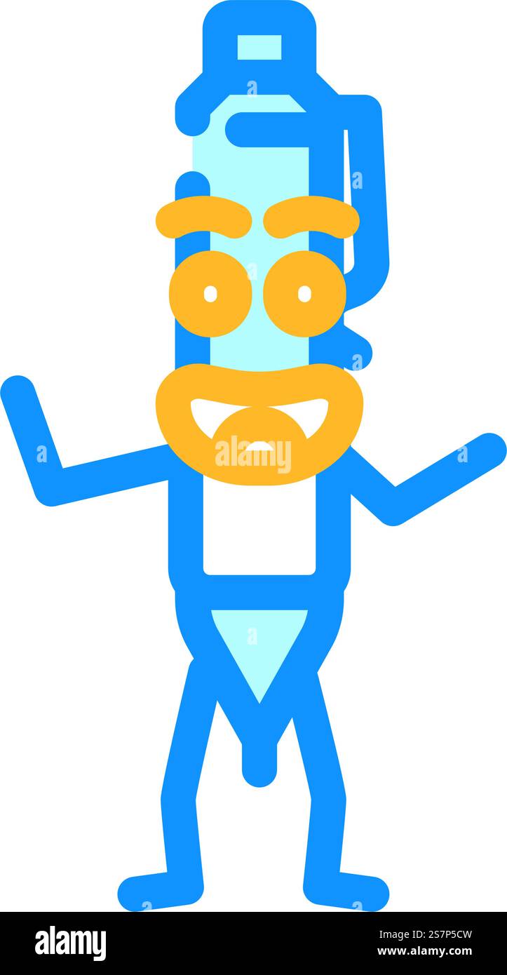 mascot pen character color icon vector. mascot pen character sign ...