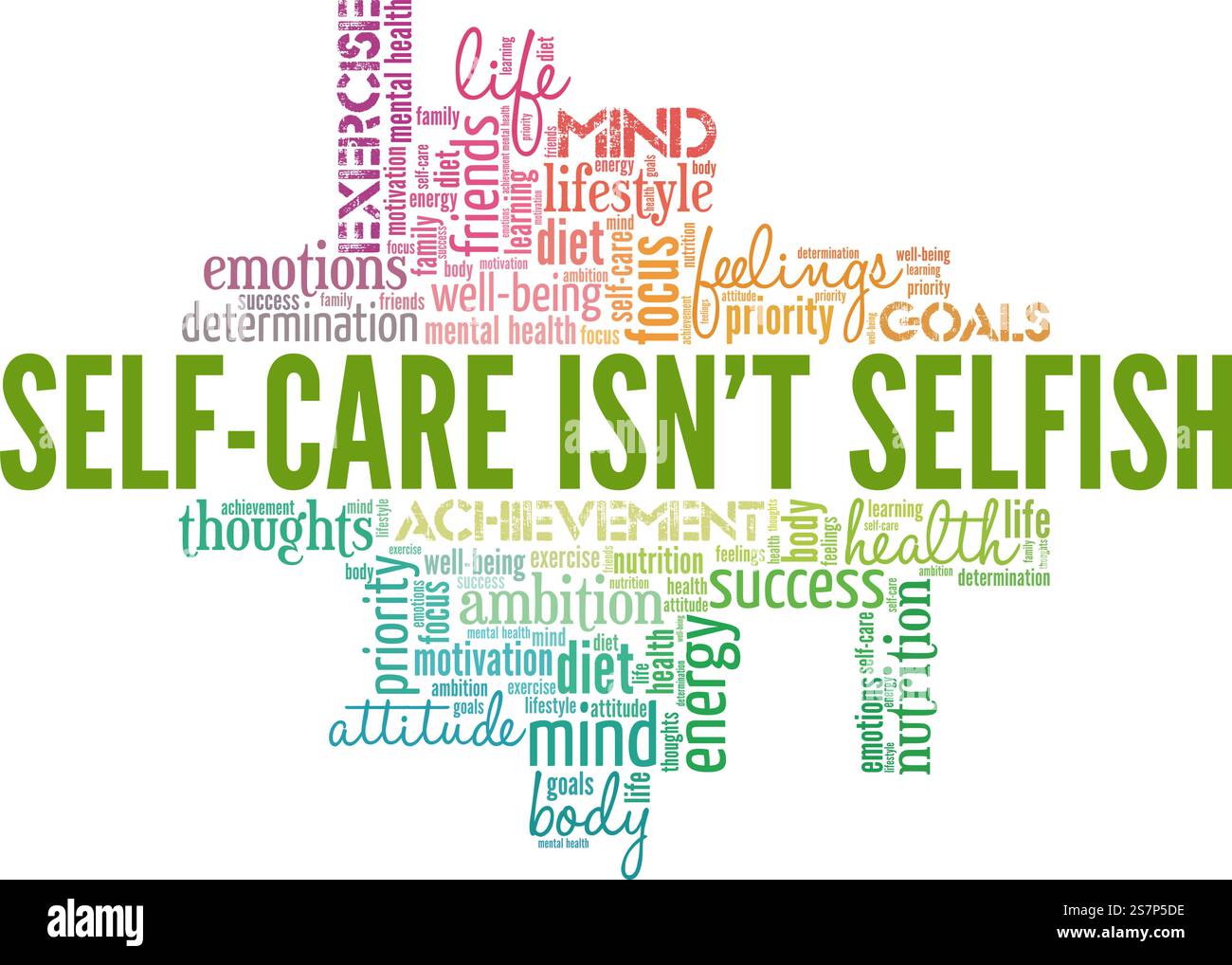 Self-Care isn't Selfish conceptual vector illustration word cloud isolated on white background ...