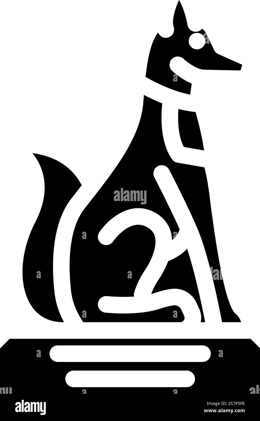inari fox statue shintoism glyph icon vector. inari fox statue ...