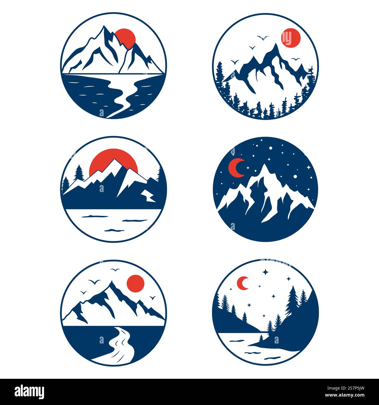 Mountain travel emblems. Camping outdoor adventure emblems, badges and ...
