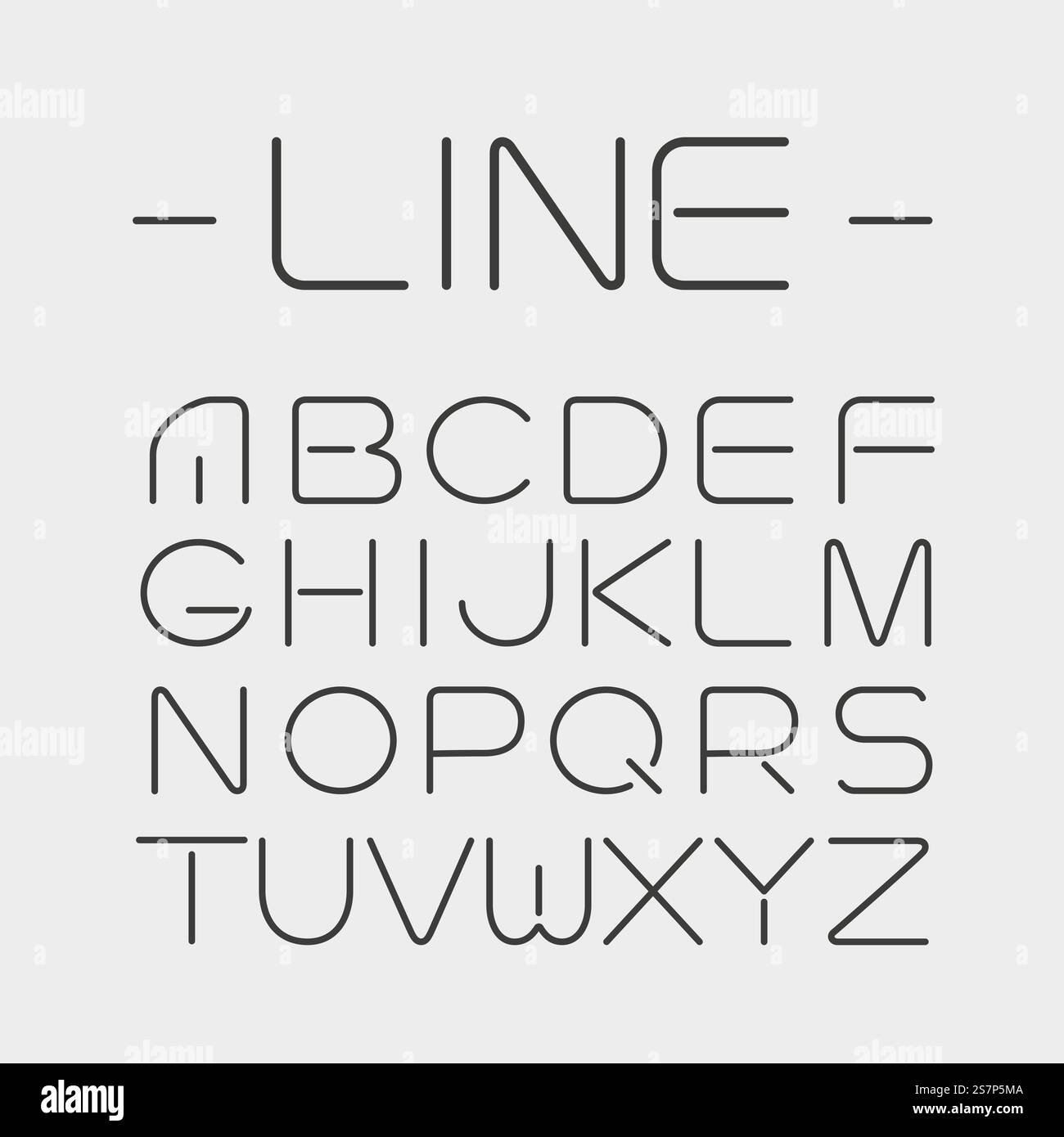 Vector linear font - simple and minimalistic alphabet in line style ...