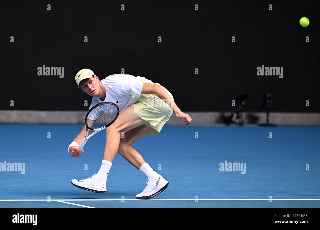 Melbourne, Australia. 20th Jan, 2025. Jannik Sinner of Italy returns during his round 4 match ...