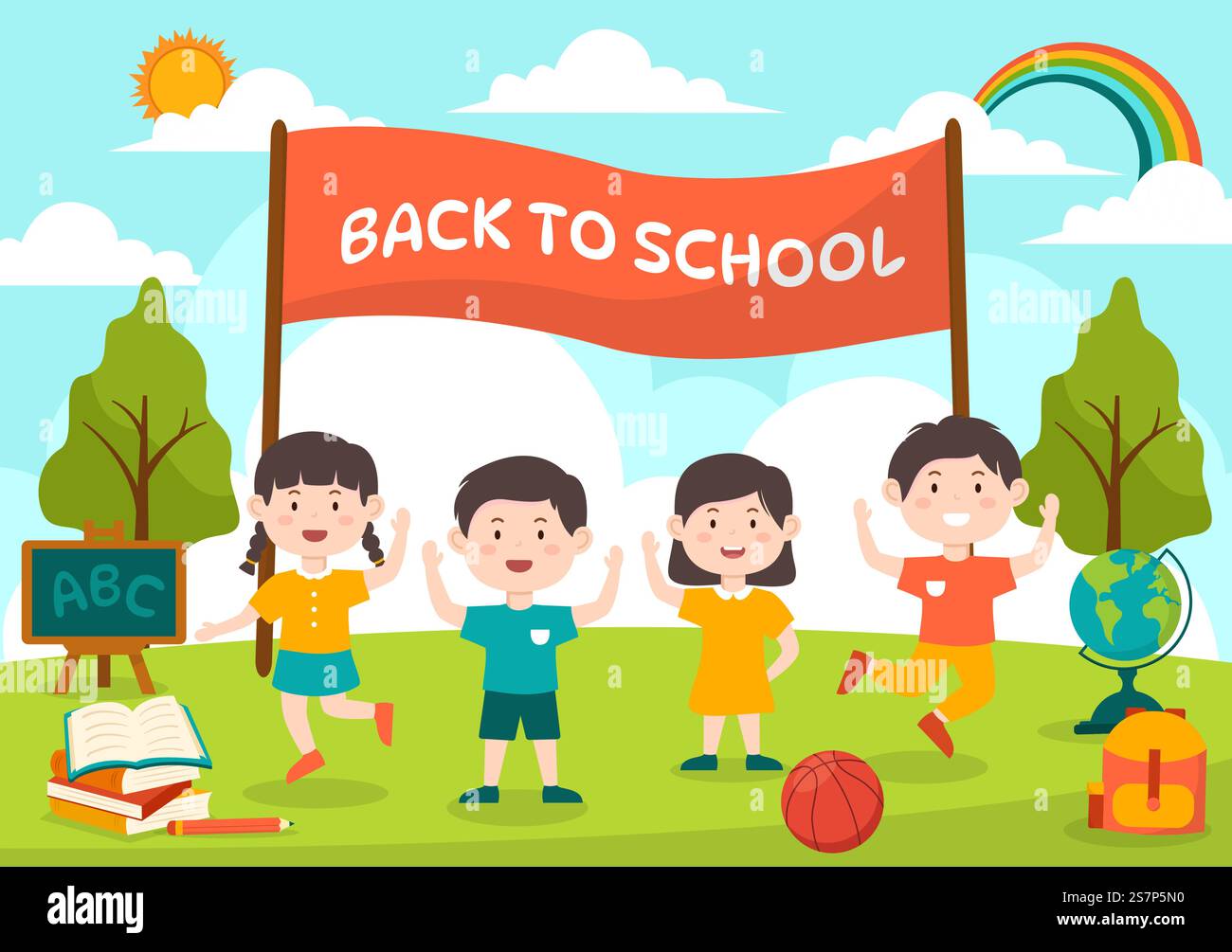 Back to School Vector Illustration with Schools Elements and Learning ...