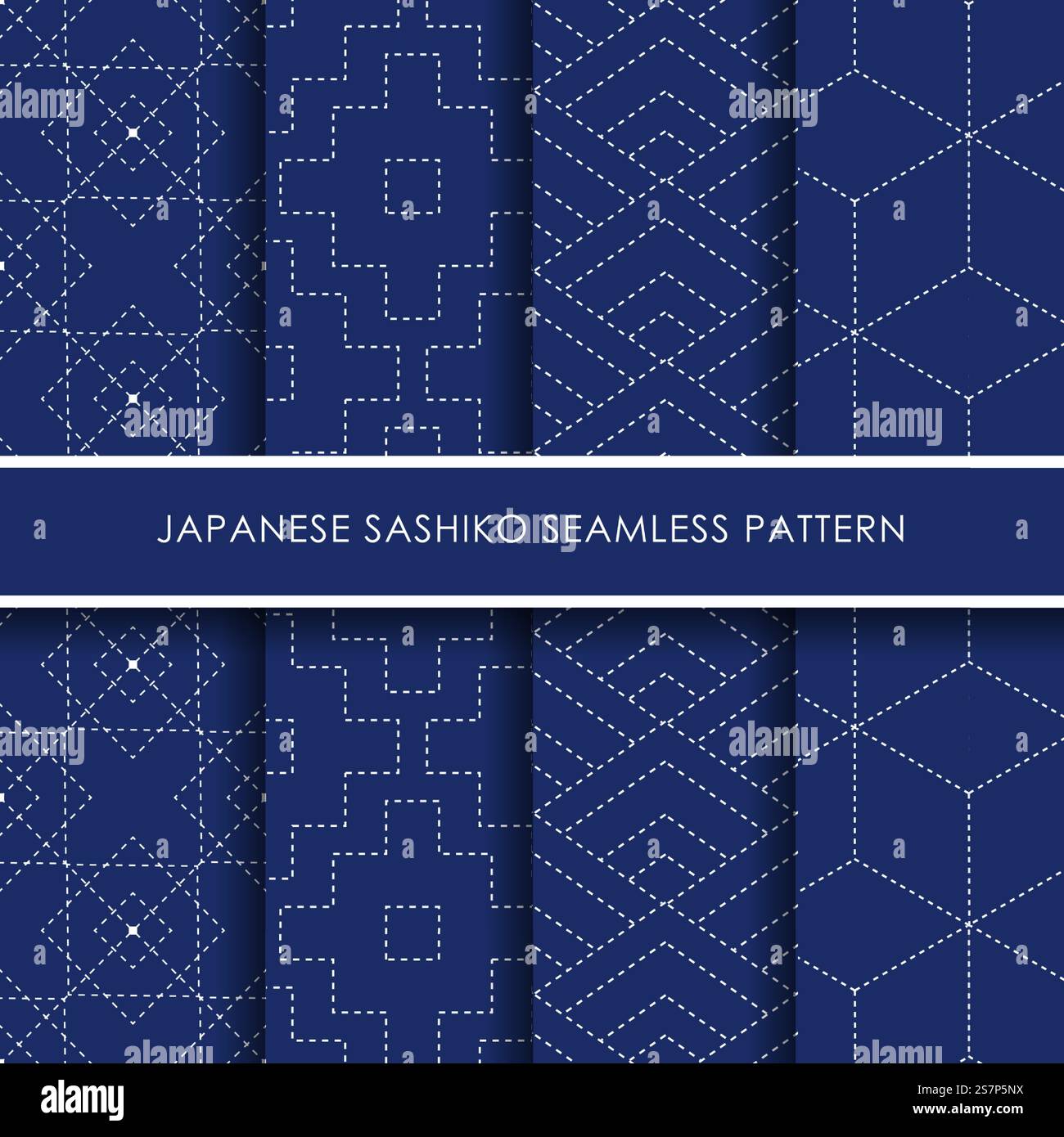 Japanese sashiko seamless pattern vector set, Decorative wallpaper ...