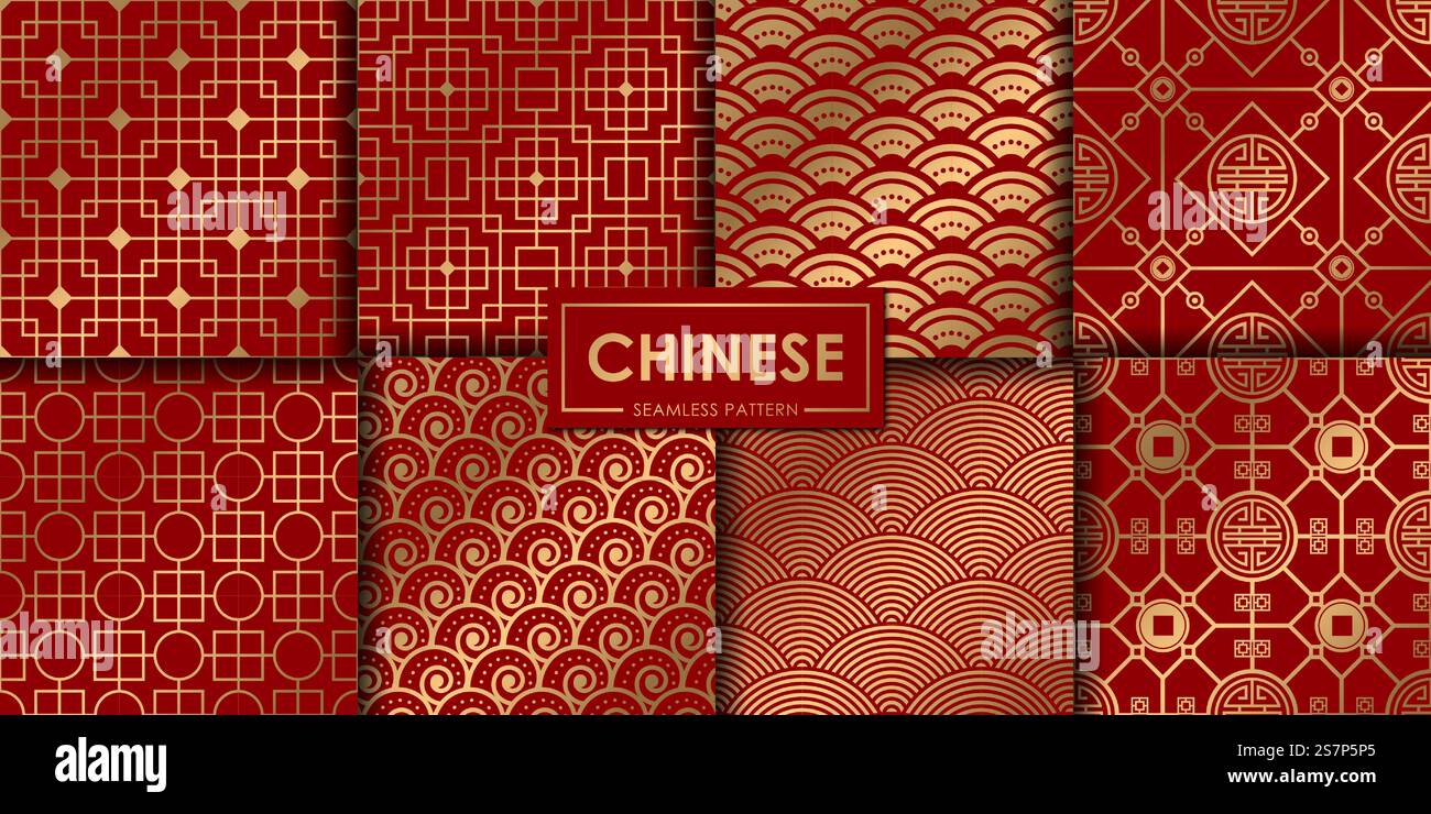 Golden chinese pattern collection, Abstract background, Decorative ...