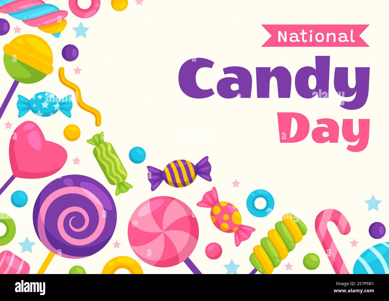 National Candy Day Vector Illustration with Different Types of Candies ...