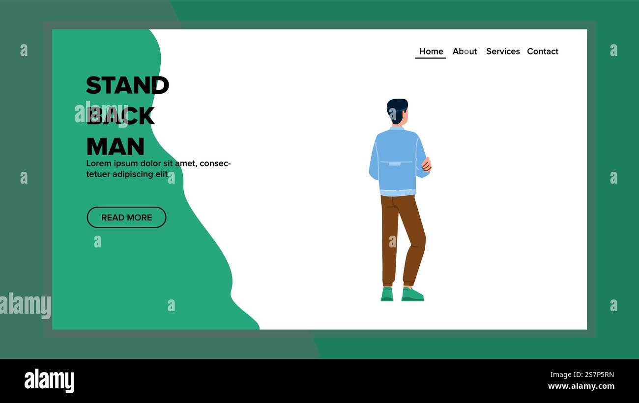 person stand back man vector. young male, view behind, casual rear ...