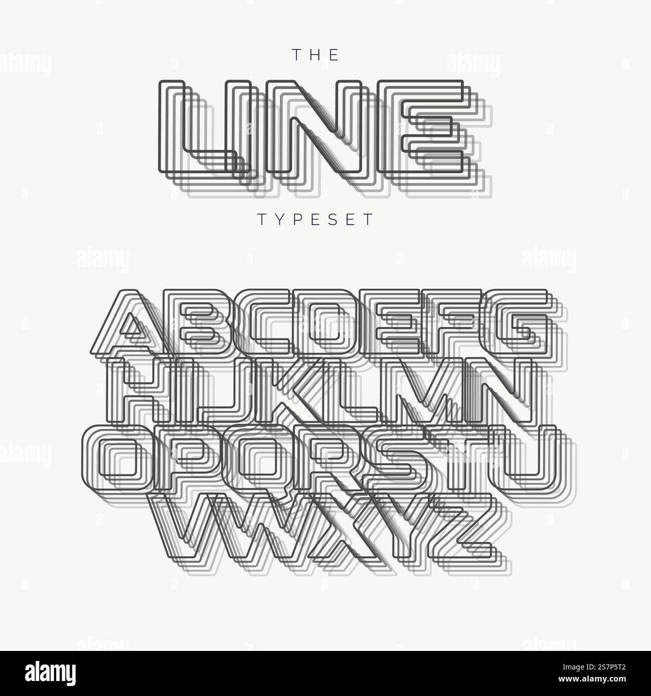 Outline modern alphabet, line vector typeset, blend effect letters ...