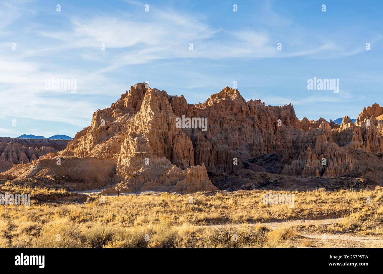 Spectacular view of the volcanic clay formations at Cathedral Gorge ...