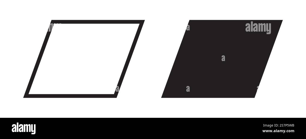 Parallelogram icon, vector geometric square rectangle polygon line ...