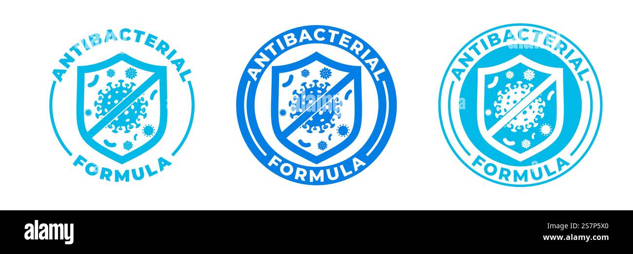 Antibacterial hand gel icon, vector shield logo, anti bacterial formula ...