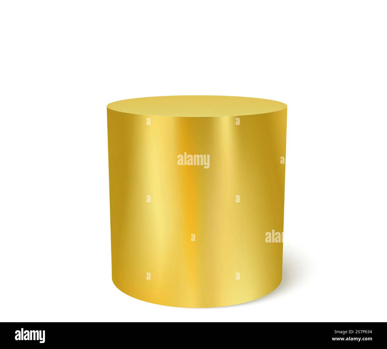 Podium gold steel cylinder, product stand or golden metal display ...