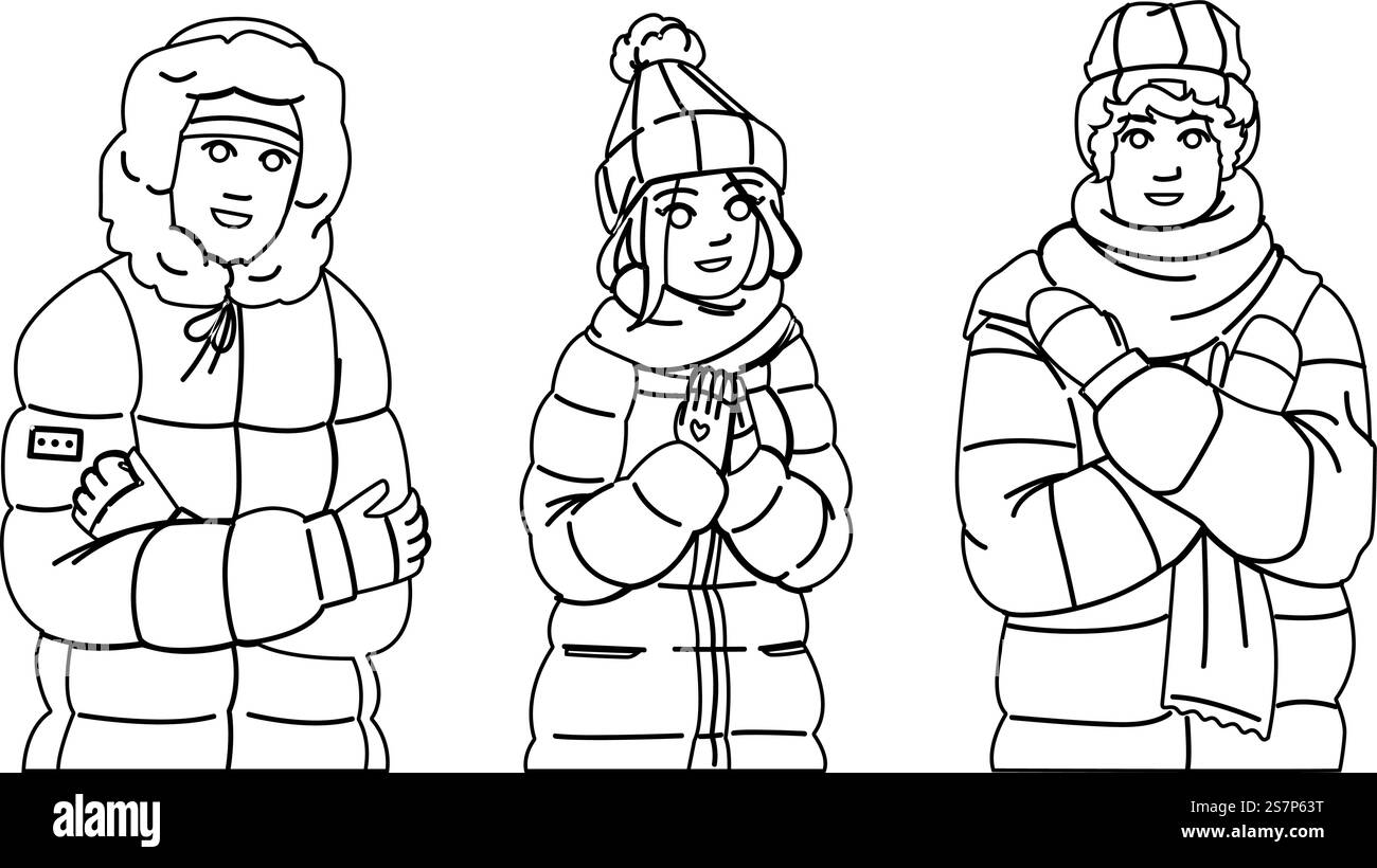 cold weather cloth vector. winter es, person outdoor, young girl, warm ...