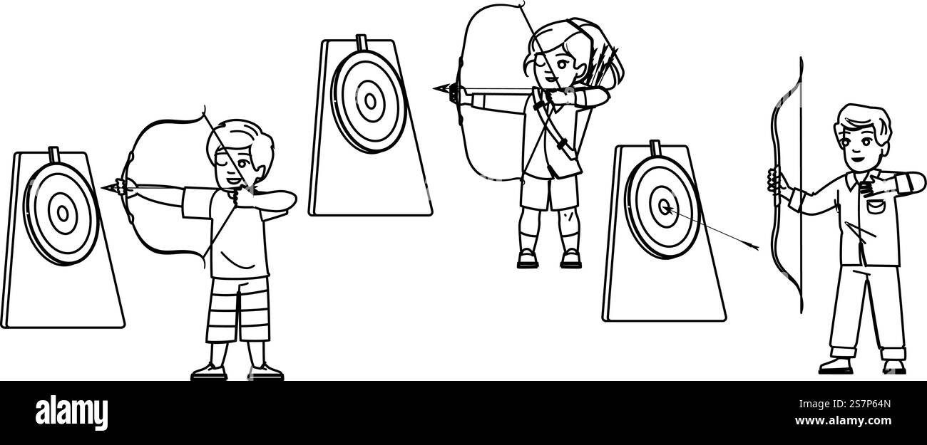 archery kid vector. game sport, arrow child, target archer, bow boy ...